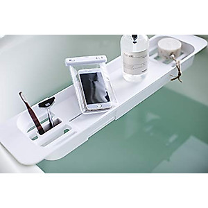 Yamazaki Home Tower Expandable Bathtub Caddy – Bathroom Tray Table Holder., White
