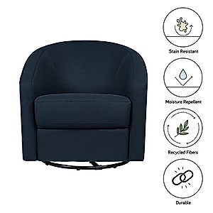 babyletto Madison Swivel Glider in Performance Navy Eco-Twill, Water Repellent & Stain Resistant, Greenguard Gold and CertiPUR-US Certified