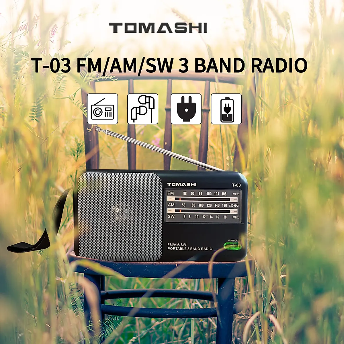 TOMASHI Radio Portable Shortwave Radio,SW FM AM Transistor Radio with Best Reception,123456789