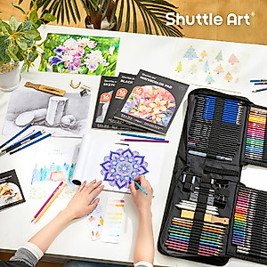 116 PCS Drawing Kit, Shuttle Art Complete Drawing Supplies with Sketch Pencils, Colored Pencils, Graphite, Charcoal Sticks, Professional Drawing Tools and Paper Pads for Artists, Beginners and Kids