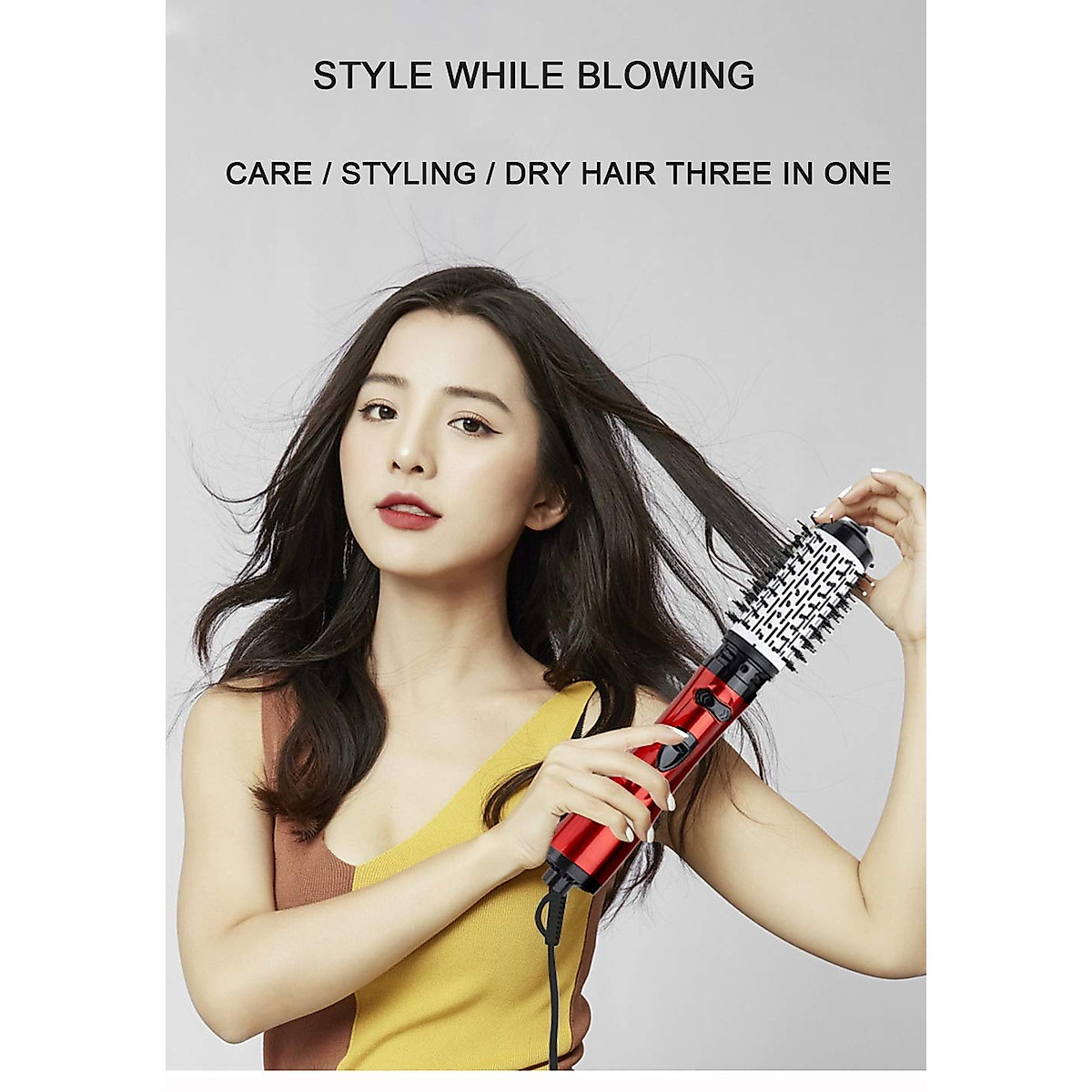 ZLXDP Electric Hair Dryer Brush Hair Straightener Curler Iron Volumizer Rotate One Step Blowers Replaceable Hot Air Comb 360 Rotating