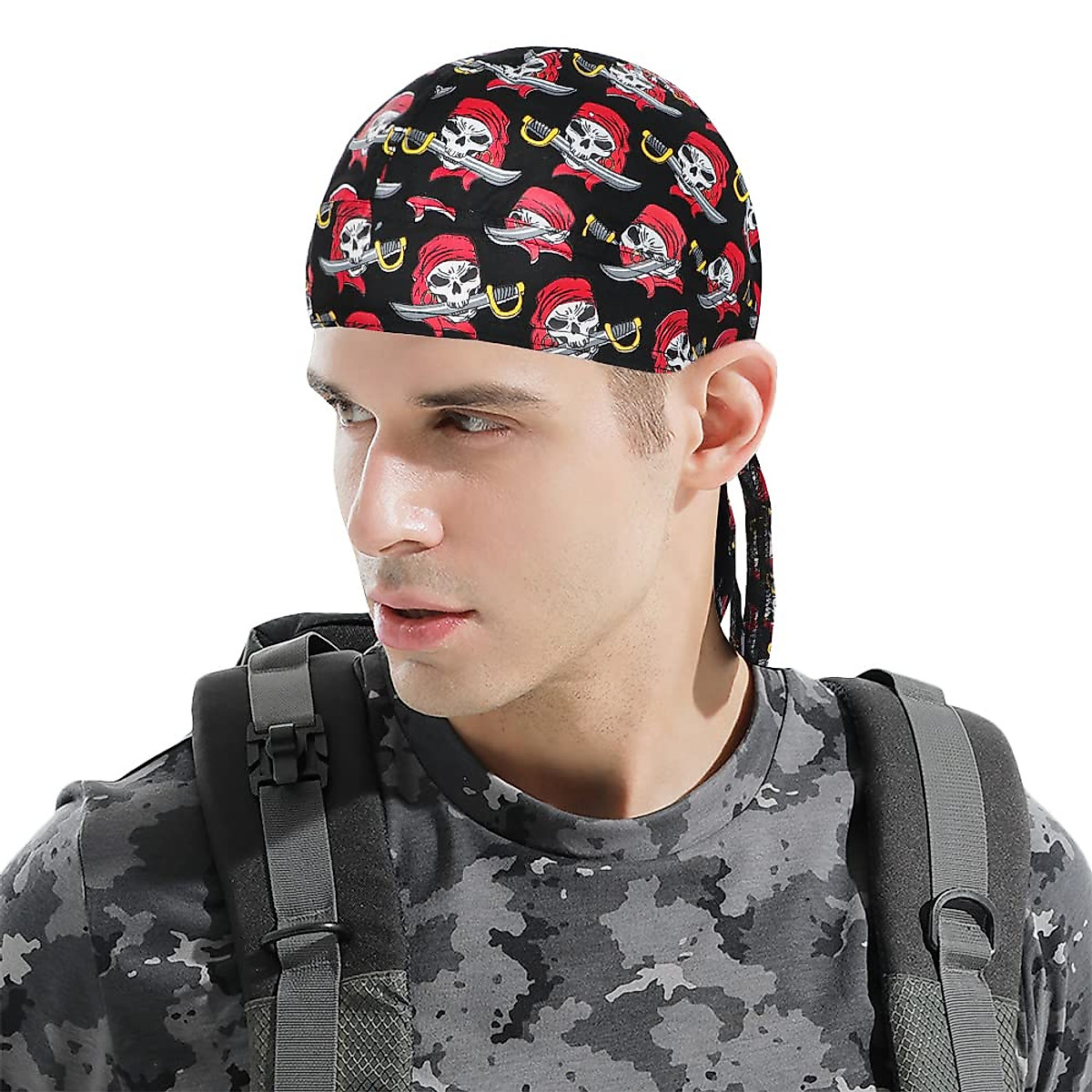 Cycling Cap Men Skull Pirate Hat Riding Bandana Sweat Wick Helmet Liner Motorcycle Headwrap Quick Dry Beanie Under Helmet Purple