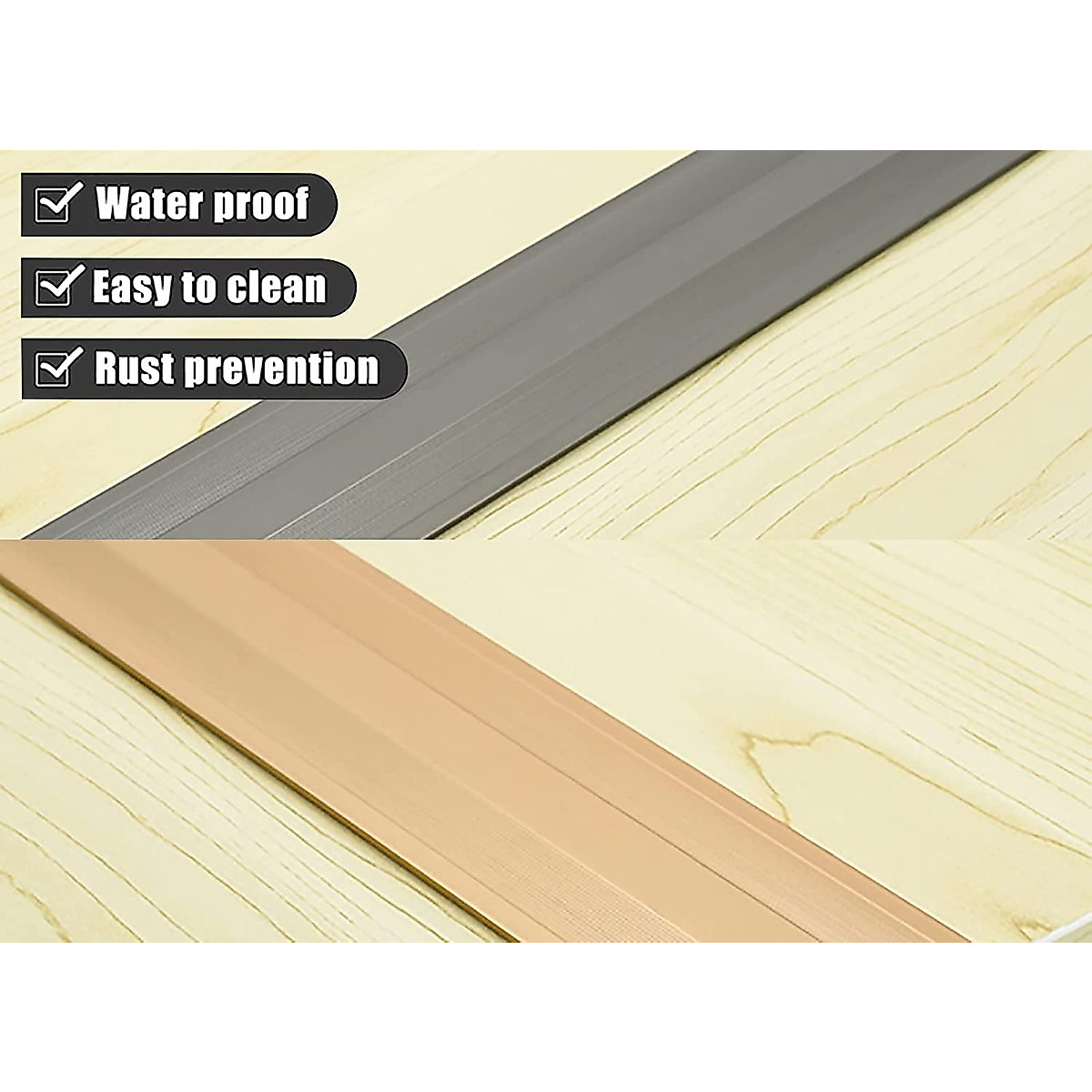 FURLOU T-Shaped Threshold Strips Flooring Transition Strip Non-Slip Transition Bars Floor Reducer Vinyl Edge Trim for Interior Doors