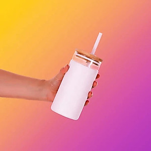 Aster Home Collection 20oz Glass Tumbler with Straw (Charcoal Grey)