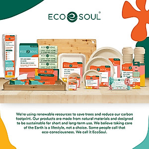 ECO SOUL 100% Compostable 9 Inch Paper Plates 100 [9", 100-Pack] Disposable Eco-Friendly Biodegradable Dinner Plates | Party, Wedding, Event Plates