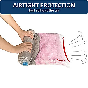 15 Compression Bags for Travel, Roll Up Space Saver Bags for Travel, Saves 80% of Storage Space, Travel Compression Bags for Packing & Clothes, No Pump or Vacuum Needed