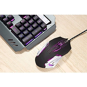 SMSOM Gaming Keyboard and Mouse Set, Mechanical Gaming Keyboard, RGB LED Backlit - 104 Keys, Wired USB Keyboards for PC Gamer Computer Desktop (Black)