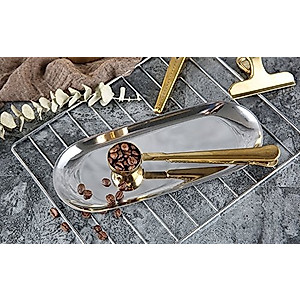 2 Pieces Stainless Steel Towel Tray Storage Tray Fruit Trays Cosmetics Jewelry Organizer,Silver,Oval