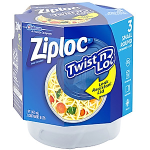 Ziploc Twist N Loc Containers, Small 3 Containers and 3 Lids (Pack of 2)