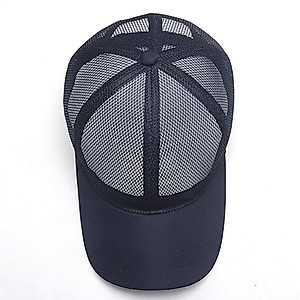 GEGEEN DOMOG Mesh Baseball Cap for Men Women Summer Trucker Hat Solid Quick-Drying Sports Running Hat (Dark Blue)