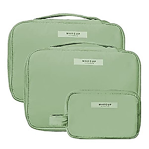 Didida 3 Pcs Makeup Bag Waterproof Cosmetic Bag for Women Travel Toiletry Bag Large Travel Makeup Case Multifunction Organizer Make Up Bag Brush Bags Reusable Toiletry Bag for Girls,green