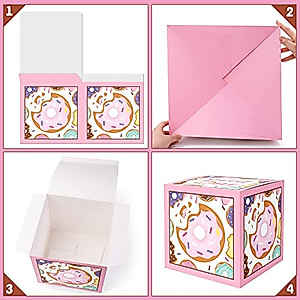 Levfla Donut One Balloons Boxes Decoration Pastel Baby First Birthday Backdrop Blocks Sprinkles Photo Props Cutouts Sweet One Year Anniversary Celebration Cake Smash Favor Ideas