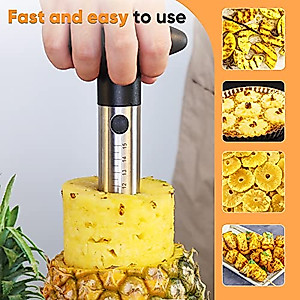 OOKUU Pineapple Corer Cutter, Stainless Steel Fruit Pineapple Peeler Slicer [Upgraded, Reinforced, Thicker Blade], Pineapple Core Remover with Measure Mark, Kitchen Tool for Diced Pineapple Rings