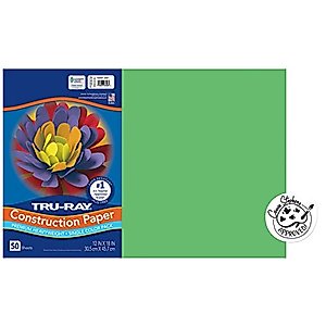 Pacon Tru-Ray Heavyweight Construction Paper, Festive Green, 12" x 18", 50 Sheets