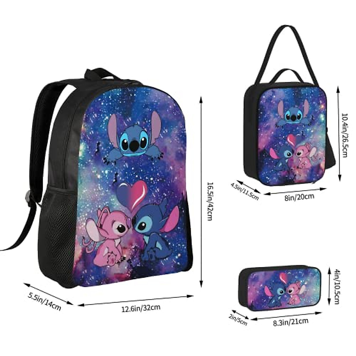 ZINSAN 3 PCS Backpack School Bookbag Backpack With Lunch Bag Pencil Bags for Teen Girls Students