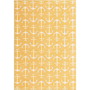 Unique Loom Outdoor Coastal Collection Area Rug - Ahoy (10' x 14' 1" Rectangle, Yellow)