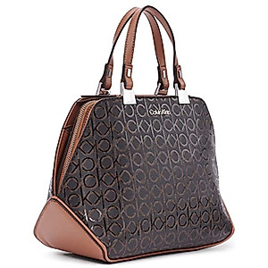 Calvin Klein Charlie Triple Compartment Dome Satchel, Brown/Khaki/Caramel