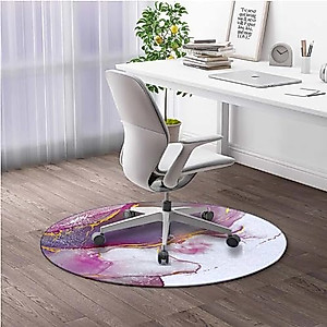 Round Chair Mat for Carpet Marble Thick Home/Office Floor Protector Purple Non-Slip Floor Mats Office Rug Floor Protectors 4 FT