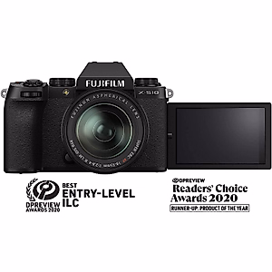 Fujifilm X-S10 Mirrorless Digital Camera with XF18-55mm Lens + 64GB SDXC Card + Peak Design Strap + LED Light + More | Fuji X-S10 with XF18-55mm Lens Kit