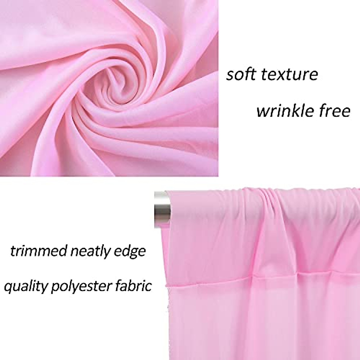 AK TRADING 10 feet x 10 feet Polyester Backdrop Drapes Curtains Panels with Rod Pockets - Wedding Ceremony Party Home Window Decorations - Pink (DRAPE-5x10-PINK), 5FT x 10FT