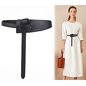 Glamorstar Women Leather Belts Vintage Irregular Waist Belt for Dresses Tie Knot Waistband Belt Black 135CM/53.1IN