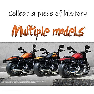 Gilumza Pull Back Motorcycle Toys, Tiny Gift with Music Lighting, Retro Motorcycles Toy for Boys Kids Age 3-12 Year Old (Orange)