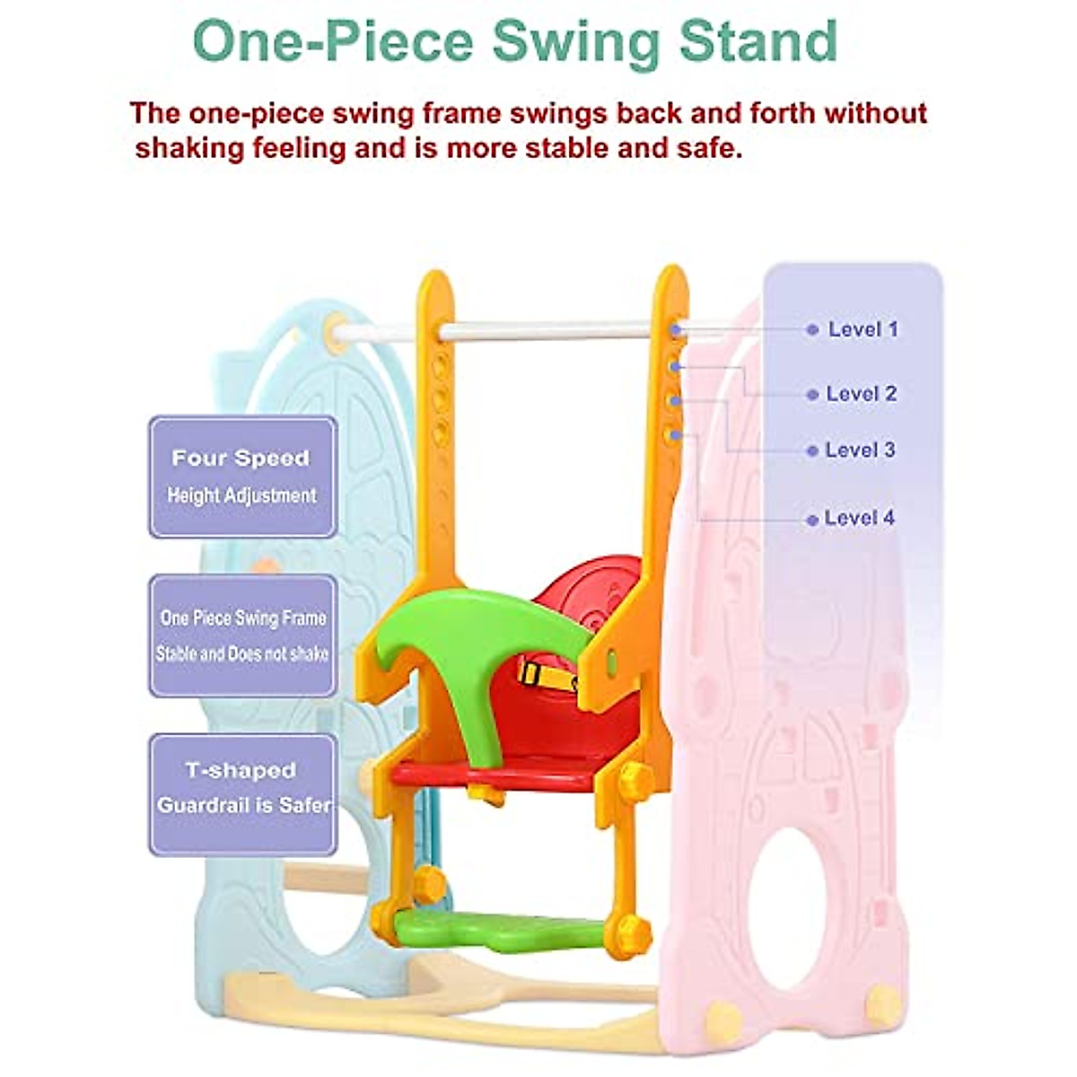 UNICOO - Toddler Slide and Swing Set, Kids Indoor and Outdoor Playground Combination for Boys & Girls (Kids Playground Set-8 in 1 - Mixed Color)