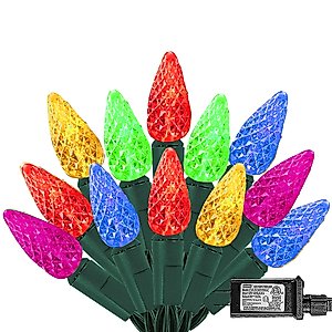 FUNPENY C6 Christmas String Lights, 100 LED 33 FT Christmas Lights Outdoor with 8 Modes, Xmas Wedding Party Tree Holiday Decoration, Multi-Colored