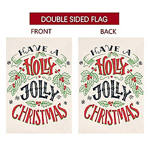 BLKWHT Holly Jolly Christmas Garden Flag 12.5x18 Vertical Double Sided Winter Holiday Yard Decorations S999