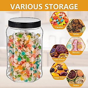 8 Pieces Large Clear Plastic Jars with Lids 70 oz Empty Storage Containers Hexagon Wide Opening Airtight Plastic Canisters with Lids for Kitchen Dry Food, Snacks, Flour, Sugar, Dog Food, Spice