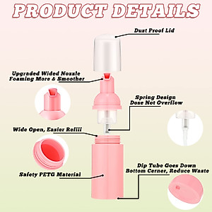 Funtery 24 Pcs Foam Pump Bottles 1 Oz/ 30 ml Travel Soap Bottle Plastic Mini Empty Dispenser Foaming Bottles for Refillable Hand Sanitizer Lash Shampoo Bottles (Pink)