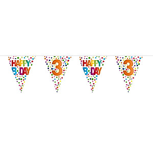 Folat 27103 2nd Birthday Happy Bday Dots Bunting Garland-10 m, Multi colors