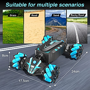 Axirata Remote Control Car Hand Controlled Gesture RC Stunt Car with Spray & Lights & Music for Kids 6-13 Year Old, 4WD 2.4GHz Off-Road 360° Rotation Toy Car Gift for Boys Girls
