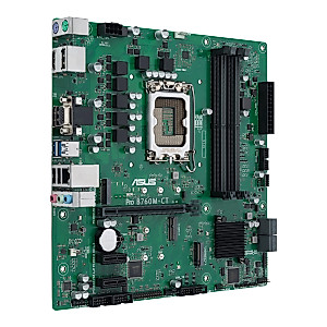 ASUS Pro B760M-CT-CSM Intel LGA1700(13th&12th Gen)mATX commercial motherboard,DDR5,PCIe 4.0,2xM.2 PCIe 4.0 slots,front USB 3.2 Gen 1 Type-C,D-Sub,TPM IC onboard,Q-LED Core,Mono-out header,SMBUS header
