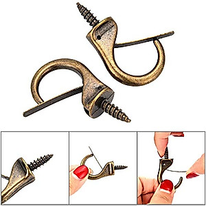2IN Safety Cup Windproof Hooks,15 Pieces Metal Ceiling Hooks Heavy Duty Windproof Metal Hooks Screw Outdoor Indoor Porch Bathroom Kitchen Wall Hang Hooks Set for Coffee Tea Cup, Plant, Light, Mug
