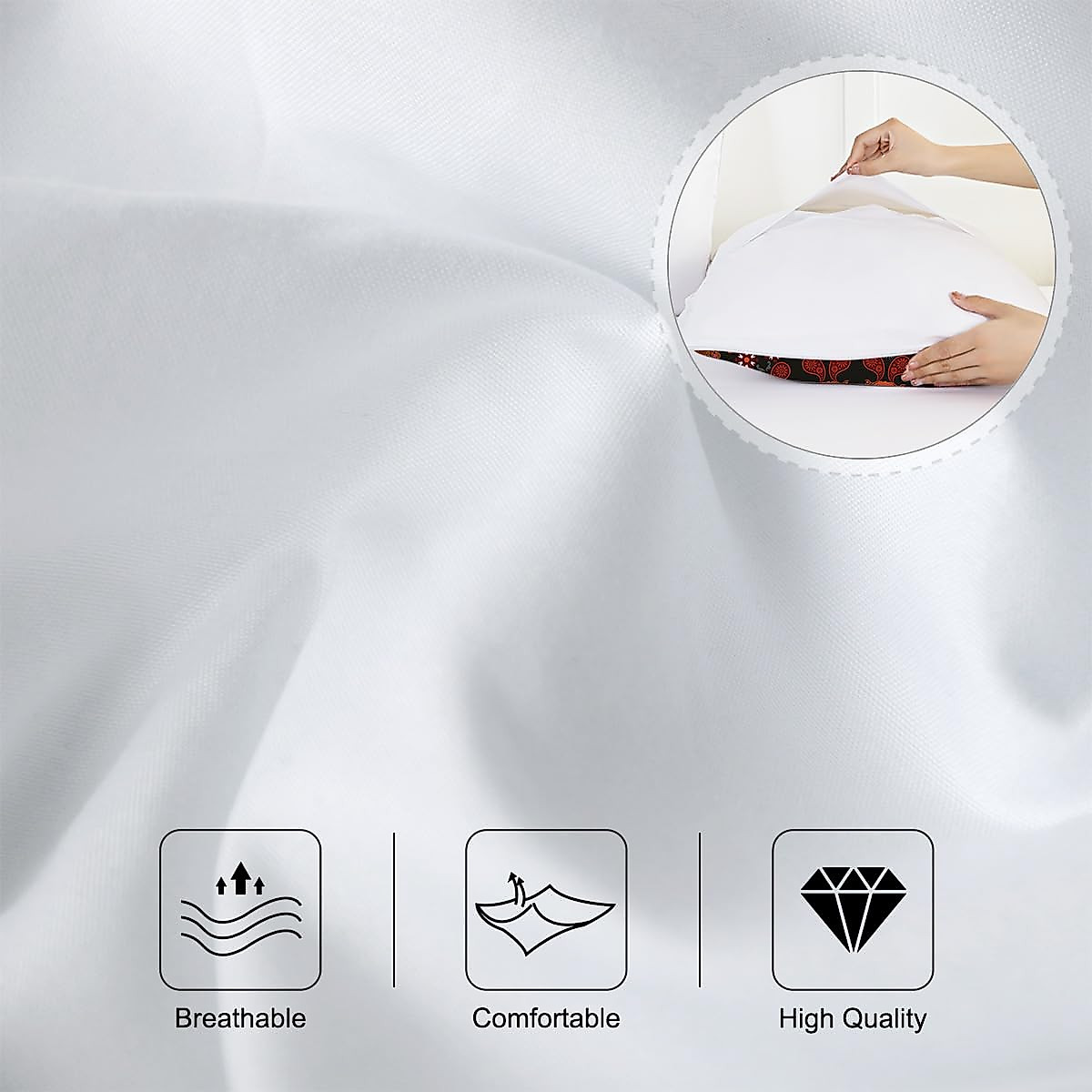 Sleepwish 4pcs Bohemian Duvet Cover Set Full Size for Kids Boys Girls Soft Paisley Black Orange Mandala Bedding Set, 1 Duvet Cover 2 Pillowcases 1 Cushion Cover