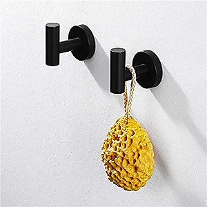 EYHLKM 2 PCS Black Robe Hook Stainless Steel Bathroom Single Bath Towel Hook Clothes Hanger Wall Mounted, Matte Black