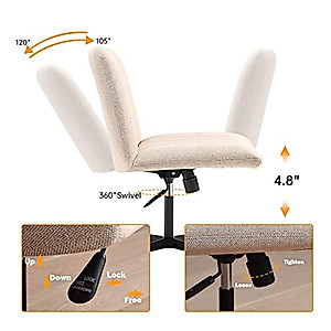 LEAGOO Fabric Padded Armless Home Office Desk Chair, 120° Rocking Mid Back Ergonomic Chair Computer Task Chair, Swivel Vanity Chair with No Wheels (Mixed Color)