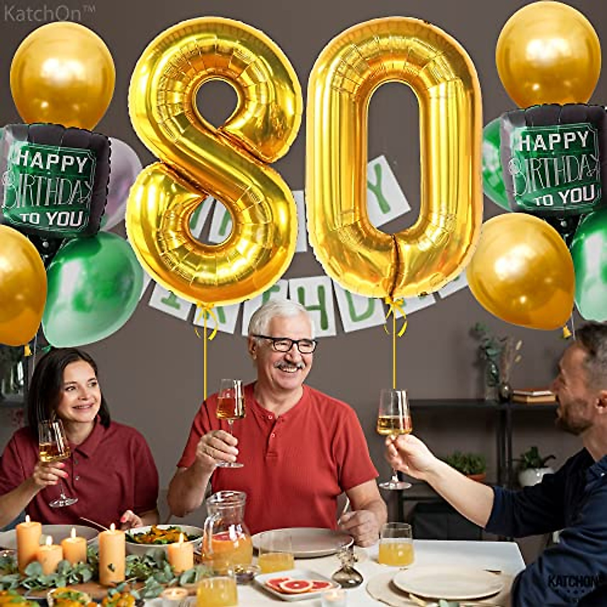 KatchOn, Gold 80th Birthday Balloons - 40 Inch | 80th Birthday Decorations For Men | 80th Birthday Decorations For Women | 80 Gold Balloon Number, 80th Birthday Decorations Gold | Gold 80 Balloon