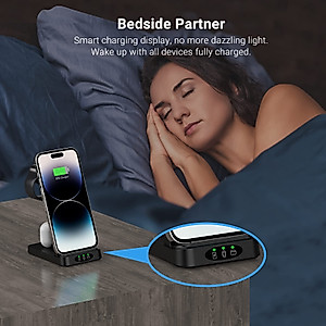 Charger Station for Apple Multiple Devices,3 in 1 Wireless Charging Station Dock Stand for Apple Watch 8 7 6 SE 5 4 3 2 iPhone Fast Charger for iPhone 14 13 12 11 Pro X XS 8 Plus & Airpods