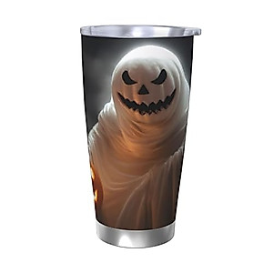 NHJKLWQSZ Halloween Witch 20oz Stainless Steel Tumbler With Lid And Straw, Double Wall Vacuum Insulated Coffee Mug Travel Cups Leak-Proof Lid For Hot And Cold Drinks, Metal Straws And Brush