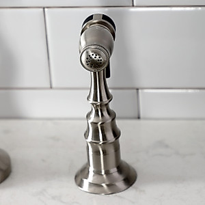 Kingston Brass KS7758PLBS English Country Bridge Kitchen Faucet, Brushed Nickel