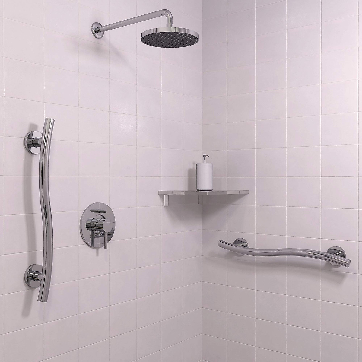 Plumb Pak GB2022-16PC Decorative Stainless Steel Wave Grab Bar, 16-inch, Polished Chrome