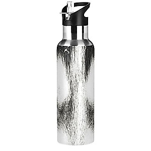 Oarencol Dog Blue Eyes Huskie Animal Water Bottle Stainless Steel Vacuum Insulated Thermos with Straw Lid 20 Oz