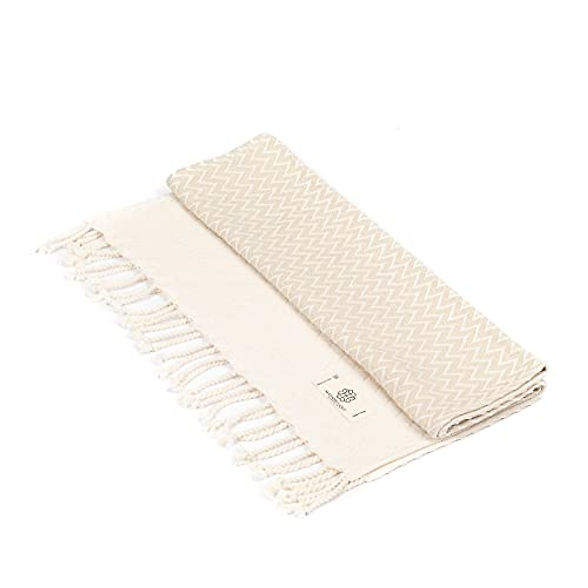 Madamelique Exclusive Hand Towels Set of 2-18 x 40 Inches - Decorative Bathroom Peshtemal Towel for Hand, Face, Hair, Yoga, Tea, Dishcloth, Kitchen and Bath - 100% Pure Cotton (Beige)