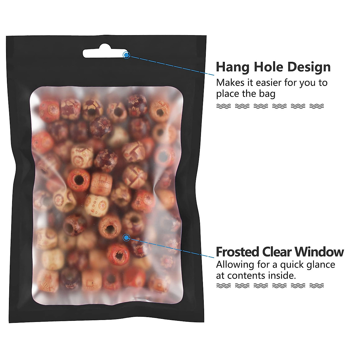 100 Pieces Resealable Mylar Bags with Clear Window Smell Proof Bags Packaging Bags Foil Pouch Zip Bags for Food Self Sealing Storage Supplies (Black, 2.75×3.93 inches)