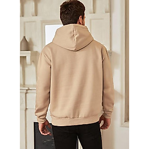 JMIERR Mens Lightweight Cotton Hoodies Winter Casual 1/4 Sweatshirts Loose Fit Drawstring Pullover Shrits, US40(M), A Khaki