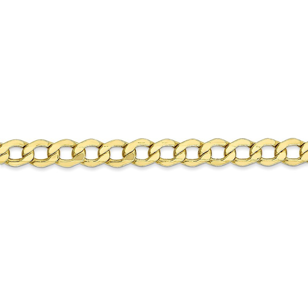 10k Yellow Gold 5.25mm Curb Cuban Link Chain Necklace - with Secure Lobster Lock Clasp 18"
