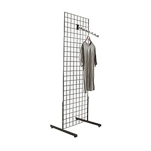2' x 6' Gridwall Panel Tower with T-Base Floorstanding Display Kit, 2-Pack Black