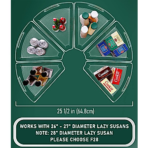 JEISSLIA Lazy Susan Cabinet Organizer Bins for 26"/ 28"/ 32" Diameter Corner Lazy Susan, Plastic Cabinet Storage Bin, 1/8 Wedge-Food Safe, BPA Free, with Non-slip Pads (For 26" Lazy Susan, 6 Pack)